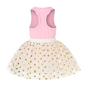 HAPPYMA Toddler Kids Baby Girls Birthday Outfits Princess Vest Sleeveless Tank Top + Dot Bubble Mesh Skirt 2Pcs Summer Set (Pink, 3-4 Years)