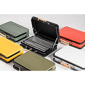 KENLUCK Charcoal Grill. Portable Stainless Steel BBQ Grill, Collapsible Barbecue Grill for Small Patio and Backyard, Foldable Outdoor Accessories (Celebration Grill (X-Large), Sandy Gloss Black)