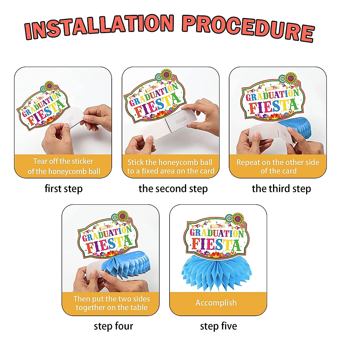 8 Pcs Mexican Graduation Decorations Honeycomb Centerpieces, Fiesta Graduation Party Decorations 2024, Taco Graduation Party Decorations 2024 3d Double Side Honeycomb Decorations