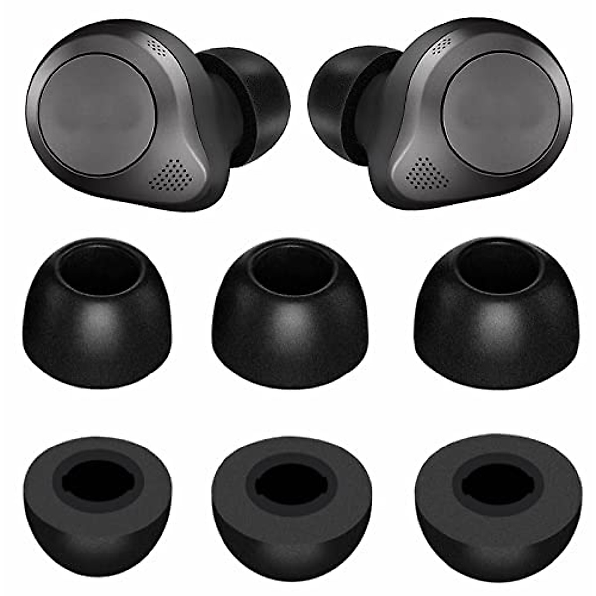 3 Pairs Memory Form Ear Tips Buds for Elite 85T, S/M/L 3 Size Replacement Reduce Noise Fit in Case Premium Earbuds Gel Compatible with Jabra Elite 85t - S/M/L Black