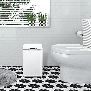 Ninestars DZT-10-35 2.6 Gal / 10L, White Plastic, Square Shape, Motion Sensor Trash Can