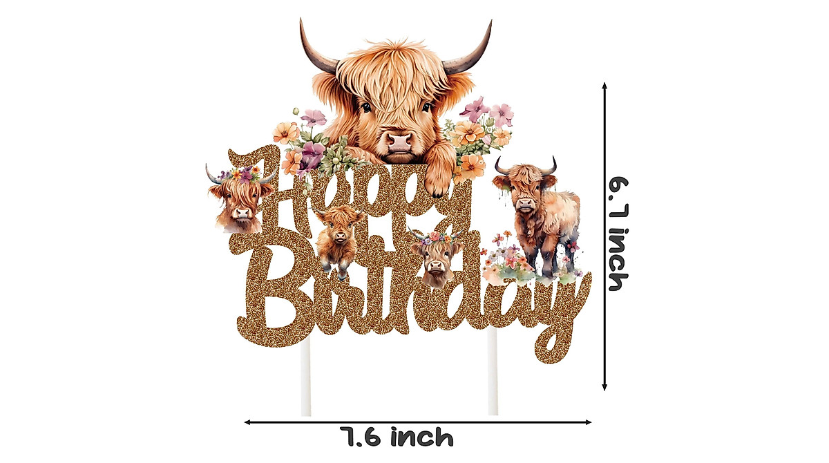 Highland Cow Birthday Cake Topper & Party Decorations