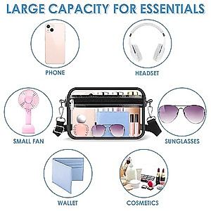 ROADPLUM Clear Bag Stadium Approved, Waterproof Clear Purse Bag, Crossbody Bag for Concerts, Sports Events, Festivals Women Men