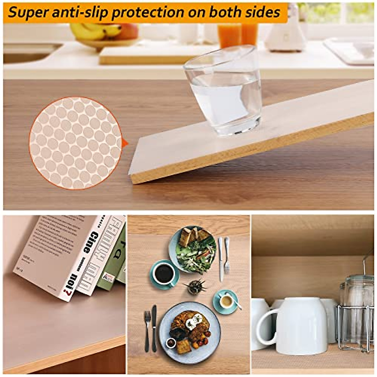 ANOAK Shelf Liner Non Adhesive Cabinet Liner, 17.5 Inch x 10 FT(120 Inch) Drawer Liners Washable Durable Shelf Liner for Kitchen Cabinets, Pantry Shelves