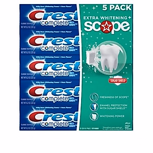 Crest Complete Multienefit Toothpaste Extra Whitening Plus Scope 8.2 Oz (Pack of 5)