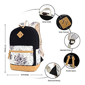 Goodking Lightweight Laptop Backpack for Women College Bookbag Stylish Casual Daypack, Black