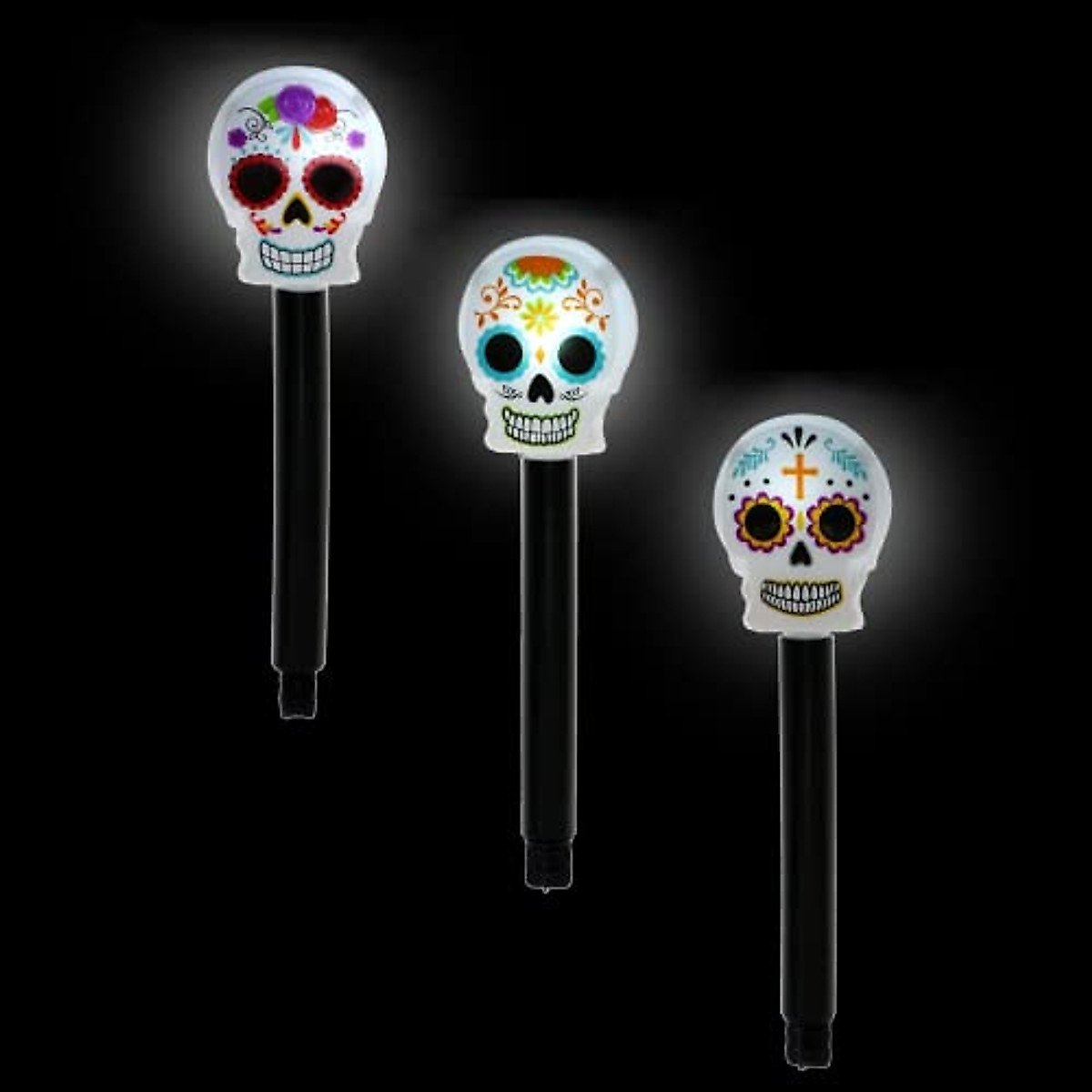 KS Halloween Solar Powered Stake Light Day of The Dead Sugar Skull Decorative Spooky LED Garden Lights Outdoor Waterproof for Patio Lawn Yard Pathway Fall Autumn Party Decor Set of 6 w/KS Bonus