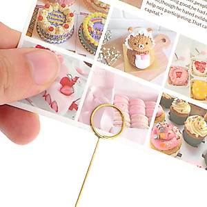 20PCS Flower Card Holder Stick 11.6" Gold Floral Card Holder Picks, Elegant Metal Wire Place Card Holders Gift Photo Picture Holders for Centerpieces Bouquets Weddings Baby Showers and Party(Round)