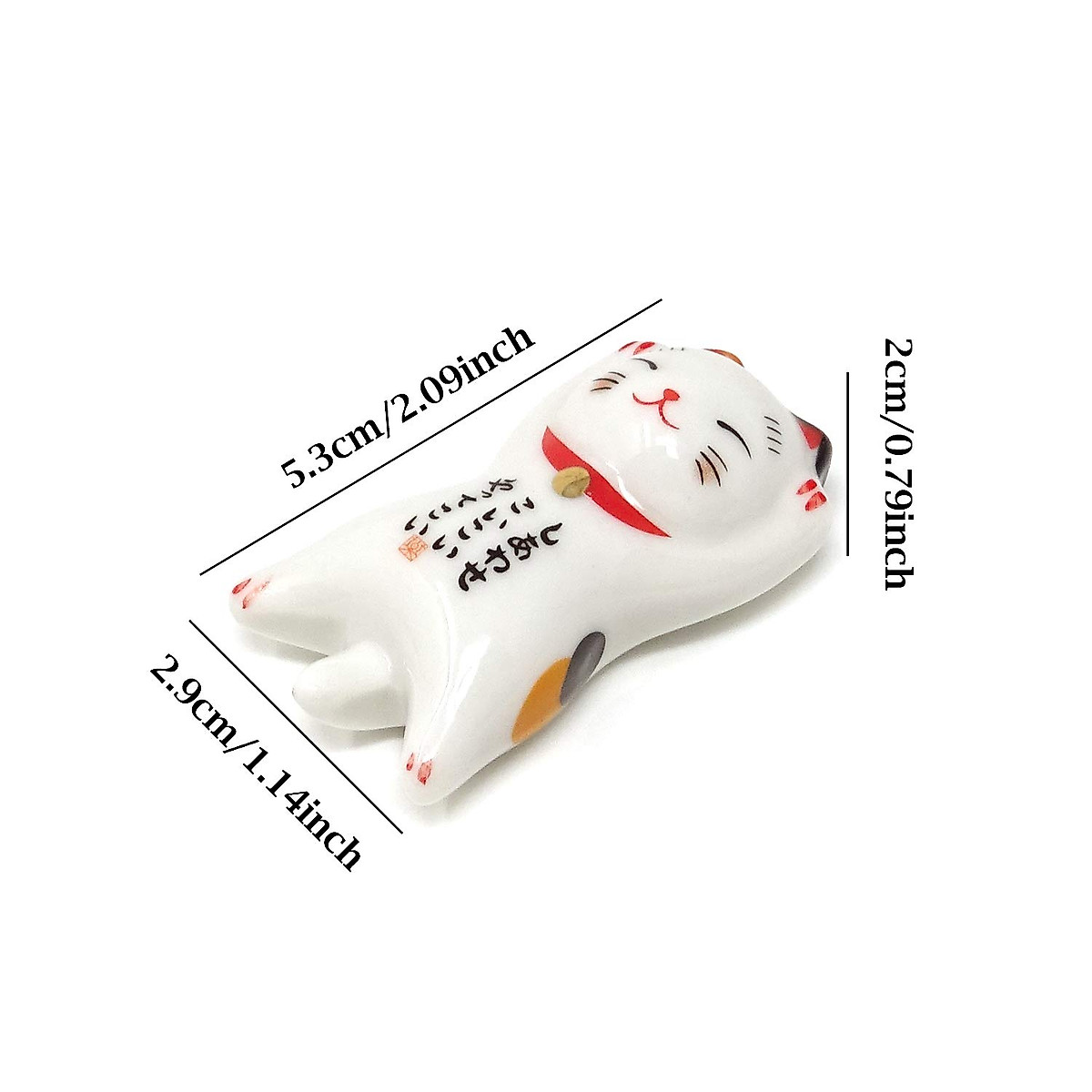 Honbay 5PCS Cute Ceramic Lucky Cat Chopsticks Rest Rack Stand Holder for Chopsticks, Forks, Spoons, Knives, Paint Brushes