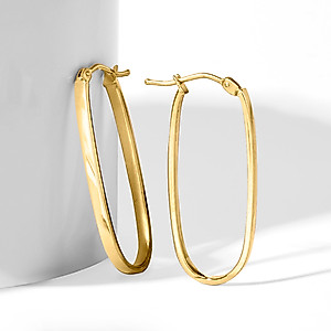 Ross-Simons Italian 14kt Yellow Gold Flat Oval Hoop Earrings