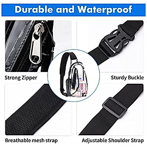 SHATKA Transparent sling bag, stadium-approved transparent bag, transparent chest sleeve for hiking, stadium or concert, men's and women's casual transparent crossbody bag