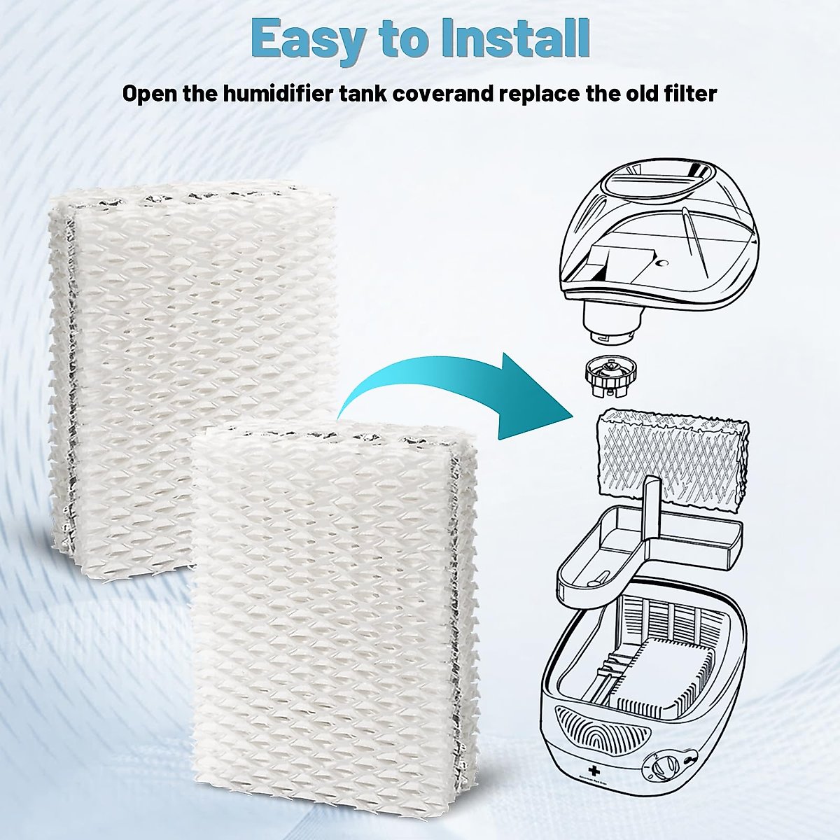 Alocs WF813 Humidifier Filter Replacement for Relion - RCM832 RCM832N ProCare PCWF813 PCWF-813 PCCM-832N PCCM-840 Equate EQWF813 EQ 2119-UL Cool Mist Humidifier Filters（6 Pack）