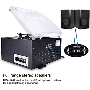 DIGITNOW Bluetooth Record Player Turntable with Stereo Speaker, LP Vinyl to MP3 Converter with CD, Cassette, Radio, Aux in and USB/SD Encoding, Remote Control, Audio Music Player Built in Amplifier