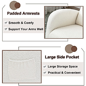 Antetek Modern Accent Rocking Chair, Upholstered Nursery Glider Rocker for Baby and Kids, Comfy Armchair with Side Pocket, Living Room Lounge Arm Chair with High Backrest (White)