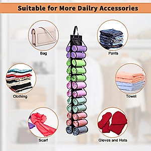 SMFANLIN 2 Pack Yoga Legging Hanging Storage Organizer, Leggings Space Saving Bag Storage Hanger with 24 Compartments, Clothes Closet Roll Holder for Tshirt, Towel, Jean - Foldable & Portable