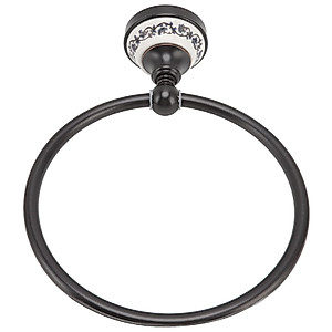 Garhelper Towel Rings for Bathroom Wall, Antique Retro Design Round Towel Holder, Wall Mounted Bath Hand Towel Rack, Rail Bathroom Hardware Classical Ancient Hardware for Bathroom Kitchen Wall Door