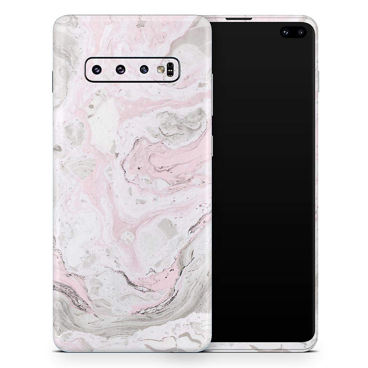 DesignSkinz Mixtured Pink and Gray v4 Textured Marble Protective Vinyl Decal Wrap Skin Cover Compatible with The Samsung Galaxy S20 (Screen Trim & Back Glass Skin)