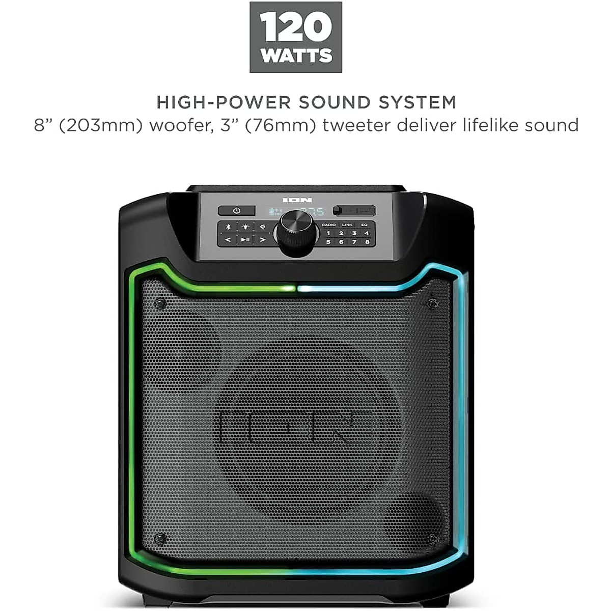 ION Trailblazer - High-Power All-Weather Rechargeable Bluetooth Speaker with Qi Wireless Charging