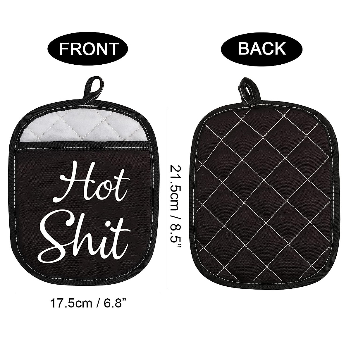 Funny Oven Pads Pot Holder with Pocket for Baker Hot Shit Humor Gift Gag Baking Gift (Hot Shit)