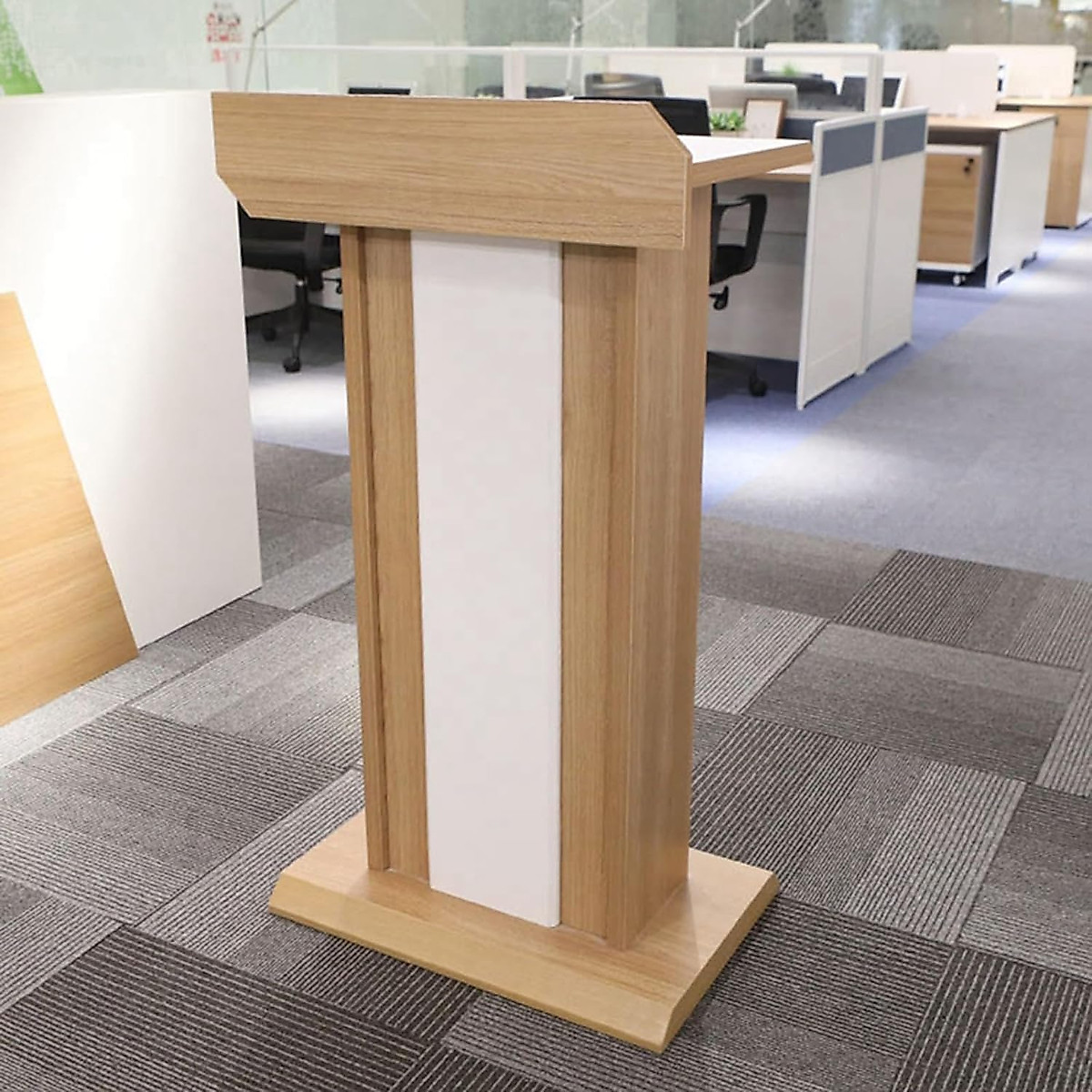 Modern Podium Stand Wooden Floor-Standing Lecterns with Storage Rack Podium Floor-Standing Pulpits Can Bear Up to 150 Kg