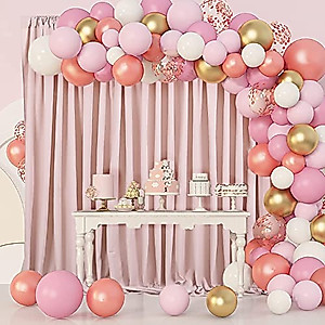 Pink Backdrop Curtains 2 Panels 5ft x 10ft Backdrops Curtains for Parties Mother`s Day Valentines 10ft x 10ft
