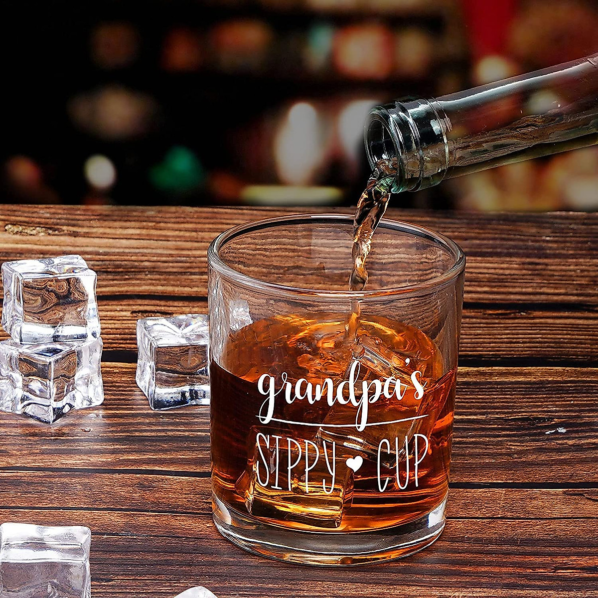 Grandpa Gift - Grandpa Whiskey Glass 10oz, Grandpa's Sippy Cup Old Fashioned Whiskey Glass for Grandfather, Grandpa, Gift Idea for Father's Day, Birthday, Christmas, Thanksgiving