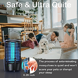 Rechargeable Bug Zapper Outdoor, Mosquito Zapper Rechargeable, Cordless Bug Zapper Outdoor with LED Light and 3600mAh Battery, Bug Zapper Light, Mosquito Killer for Camping Patio Backyard Garden