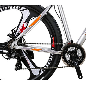 LZBIKE Bike X9-29 Aluminum Alloy Mountain Bike 21 Speed Shift Left 3 Right 7 Frame Shock Absorption Mountain Bicycle (Silver)