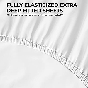 AZORES HOME Isabella 300 Thread Count Organic Cotton Deep Pocket Bed Sheet Set, Fits up to 19 inch Mattress - King, Gray