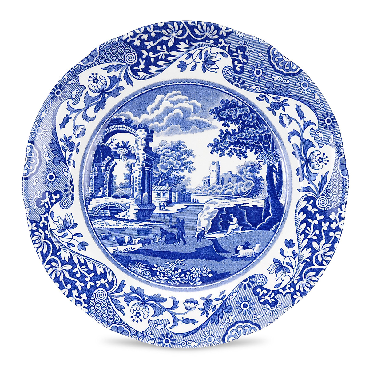 Spode Blue Italian Salad Plates Set of 4, 7.25”, Fine Earthenware, Made in England, Dishwasher Safe