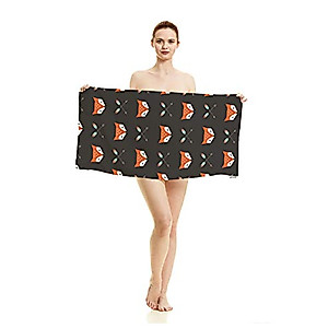 oFloral Foxes and Arrows Hand Towels Cotton Washcloths,Seamless Pattern Fox Head On Black Super-Absorbent Soft Towels for Bath/Kitchen/Yoga/Golf/Face Towel for Men/Women/Girl/Boys 15X30 Inch