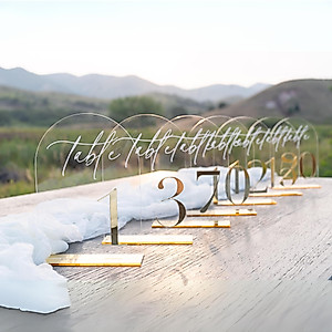 Acrylic Wedding Table Numbers 1-20 w/Stand, 5 x 7” Elegant Gold Table Numbers 1-20, Durable & Thick Table Number Signs, Acrylic Table Numbers 1-20 for Reception, Birthdays, Anniversary & More