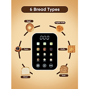 4 Slice Toaster Touch Screen Control, Long Extra Wide Slots Smart Bread Toaster, 6 Bread Types & 6 Shade Settings, Stainless Steel Toaster, with Removable Tray, Cancel/Defrost/Reheat Function, Sliver