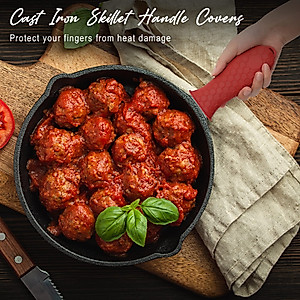 Joyhalo Cast Iron Handle Cover, 6 Pack Cast Iron Skillet Handle Covers, Pot Handle Covers Heat Resistant, Silicone Handle for Cast Iron Skillet, Silicone Ppan Handle Sleeve Skillet Handle Cover, Wine