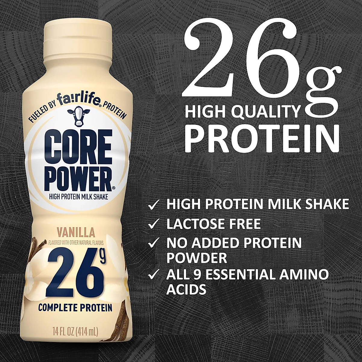Core Power Elite Failrlife High Protein Shakes Vanilla 14 Oz. in The Award Box Packaging 26 Grams 6 Pack