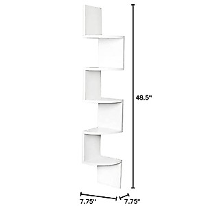 Danya B. XF11035W Large Decorative 5-Tier Corner Floating Wall Mount Display Shelving Unit - White