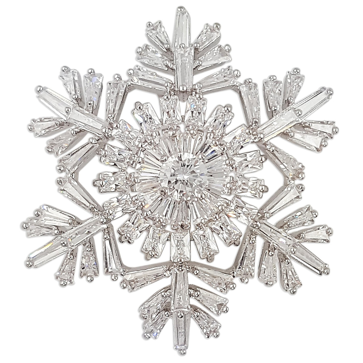 MODERN CHRISTMAS CLEAR CRYSTAL SNOWFLAKE BROOCH PIN MADE AUSTRIAN CRYSTALS (Brooch)