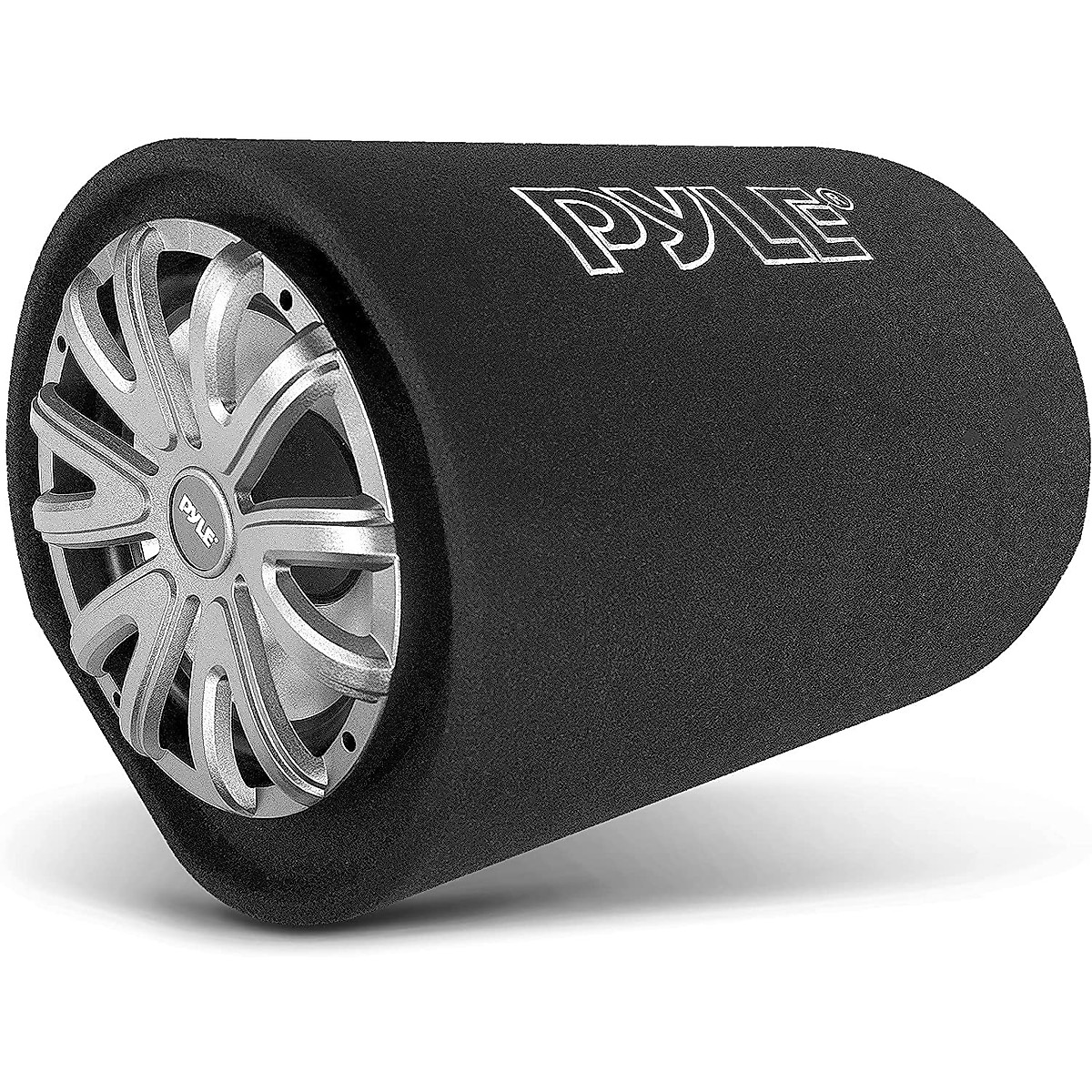 Pyle 12-Inch Carpeted Subwoofer Tube Speaker - 500 Watt High Powered Car Audio Sound Component Speaker Enclosure System with 2” Aluminum Voice Coil, 4 Ohm, Rear Vented Design - PLTB121
