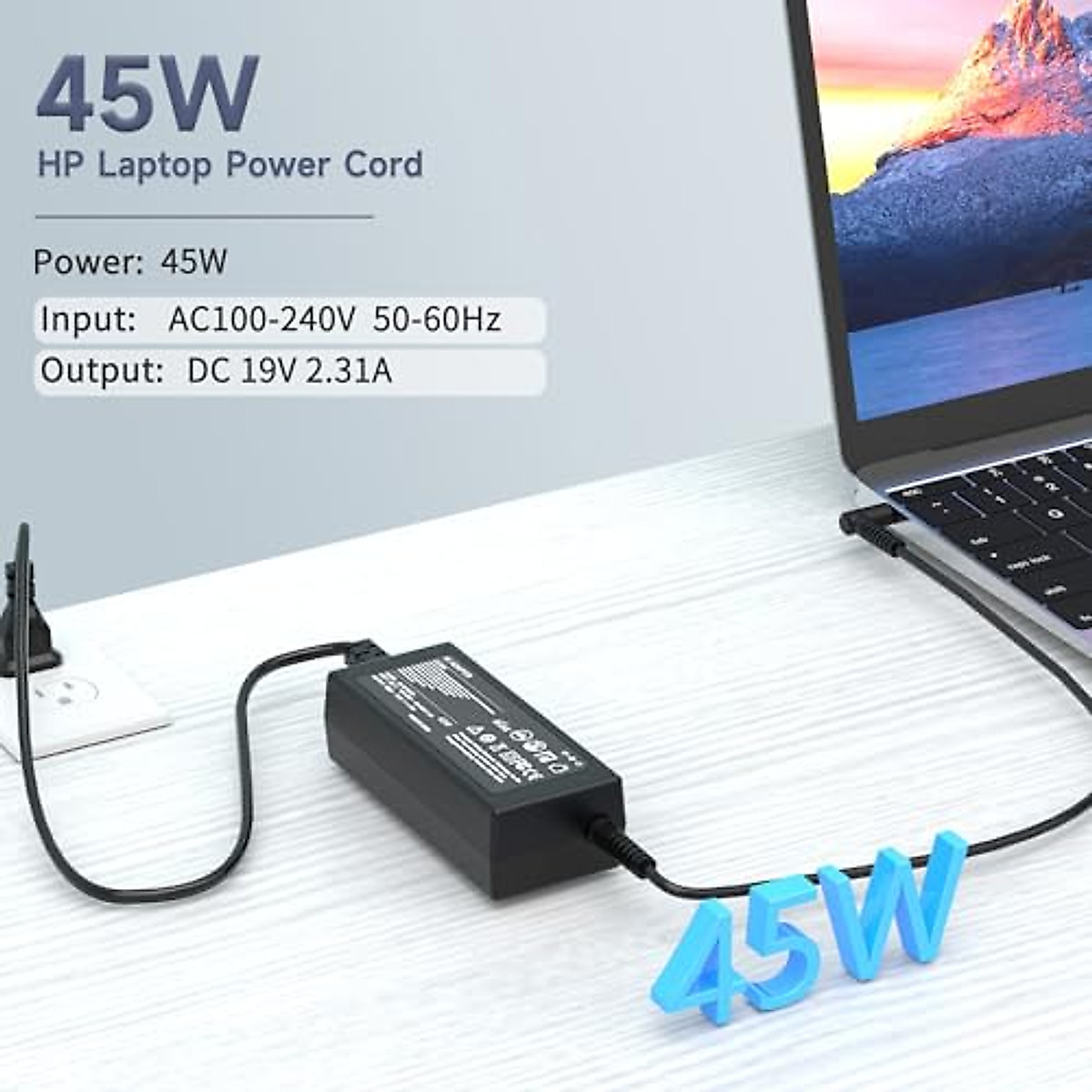 45W 19.5V 2.31A Laptop Charger for HP EliteBook Charger 850 840 830 820 755 745 735 725 G3 G4, Folio 1040 G1 G2 G3; ProBook 650 645 640 470 455 450 445 440 430 G4 G5 AC Adapter Power Supply