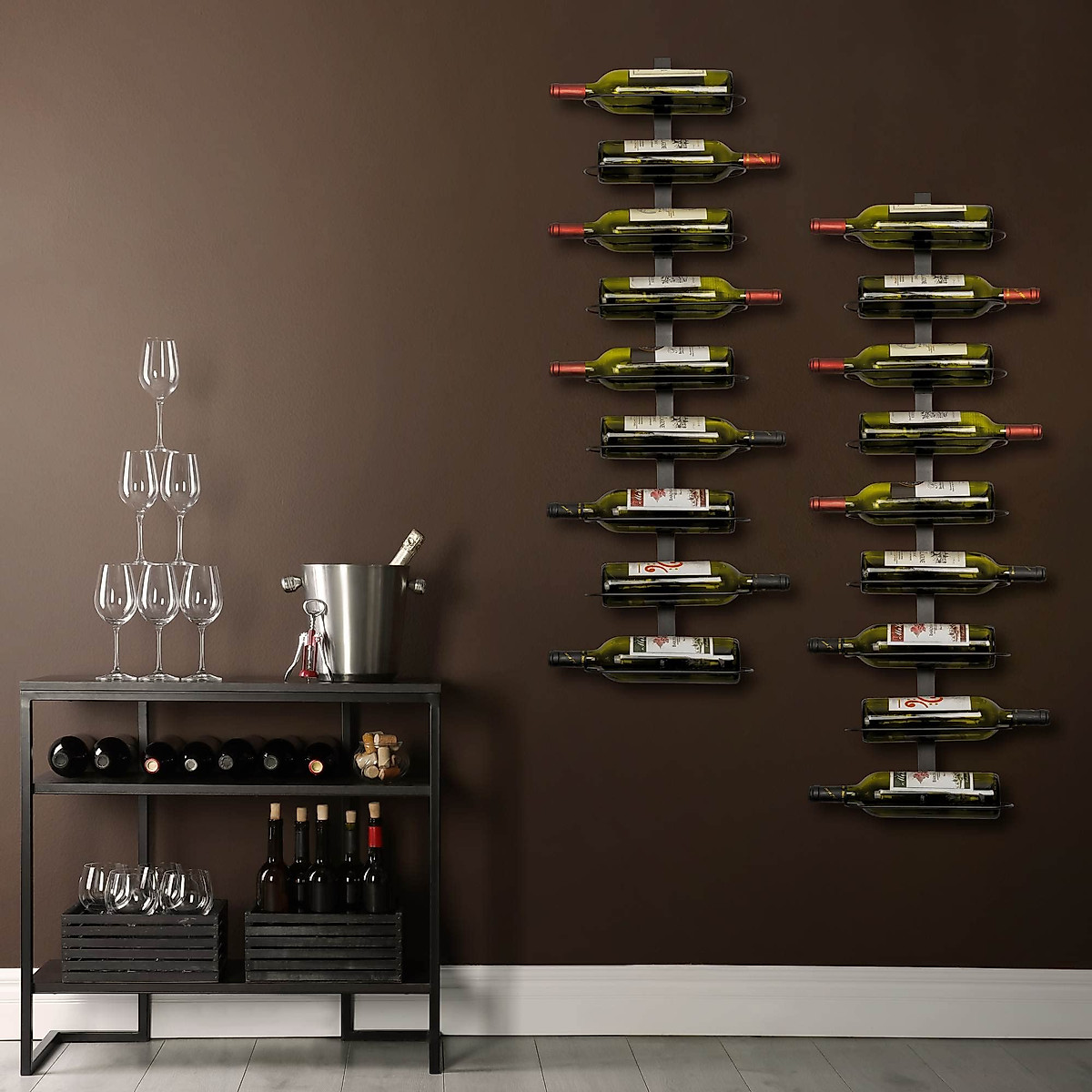 AQAREA Wall Mount Wine Rack Organizer, Wine Holder Wall Mounted, Wine Storage Display, Wine Rack Holder