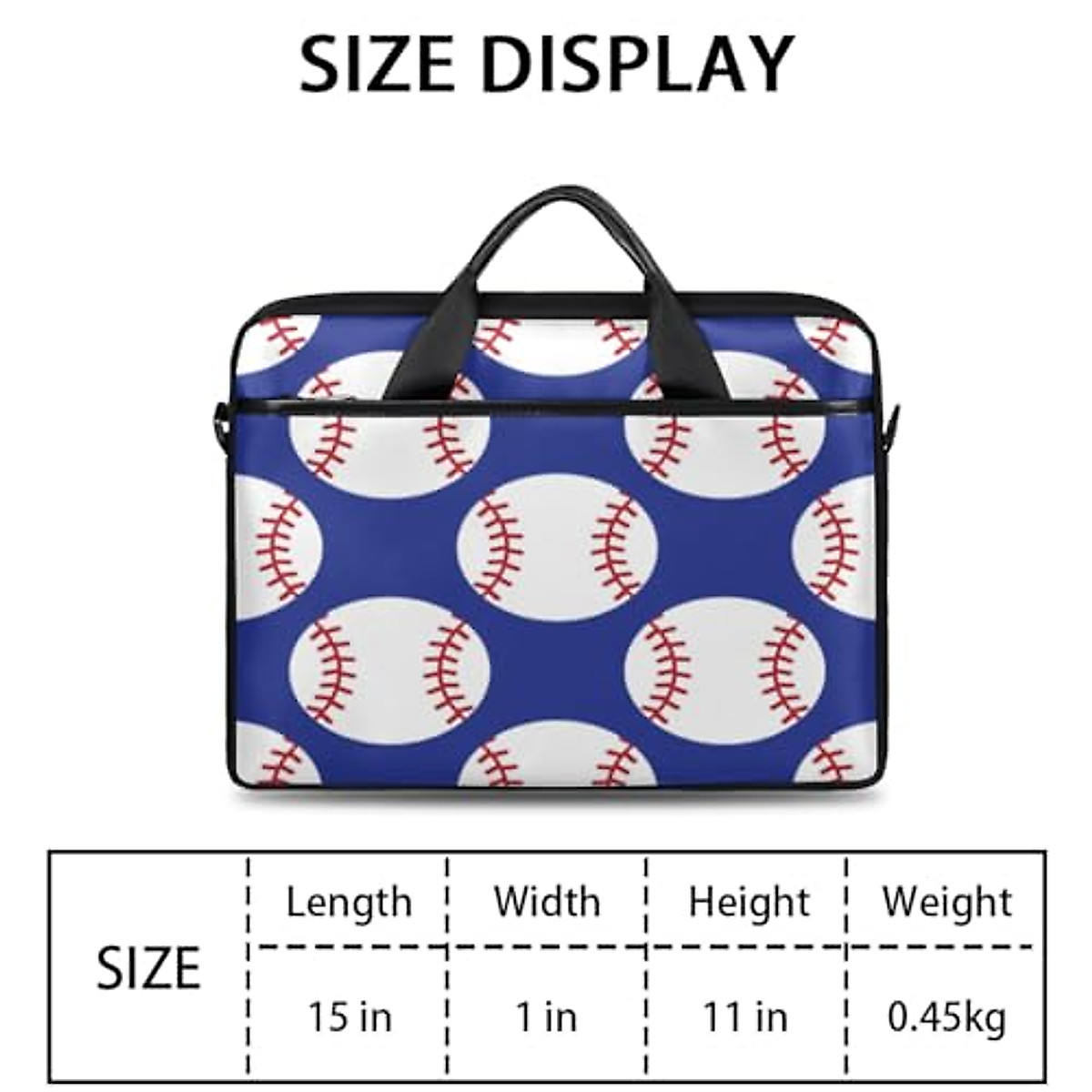 Seamless Baseball Laptop Computer Bag Waterproof Shoulder Messenger Bag 13-15 inch Durable Laptop Tote Bag with Shoulder Strap Handle Lightweight Crossbody Briefcase
