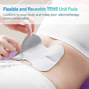 LotFancy TENS Unit Replacement Pads, 4PCS 4.3” x 6” Adhesive Electrode Pads for Electrotherapy, EMS Muscle Stimulation Machine, Butterfly Shape