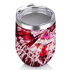 silichee 20 Oz Stainless Steel Wine Tumbler with Lid Red Tie Dye Water Colour Logo Insulated Tumblers Vacuum Coffee Mugs for Hot and Cold Drinks,Coffee,Wine