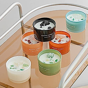 Healing Crystal Candles Decorative Soy Candle for Meditation Jar Candle Spiritual Gift for Women Scented Manifestation Candle 2 Pack Orange and Green