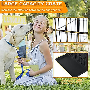 48 Inch Dog Crate Dog Cage for Large Dogs Folding Mental Wire Dog Kennel Outdoor and Indoor with Double-Door Divider Panel Removable Tray and Handle