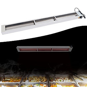 Fetcoi 60'' Food Heat Lamp Overhead Food Warmer, Commercial Electric Infrared Strip Heater with Cord, Plug & 4 Mounting Hooks, for Restaurants, Buffets, 110V, 1000 Watts, Silver