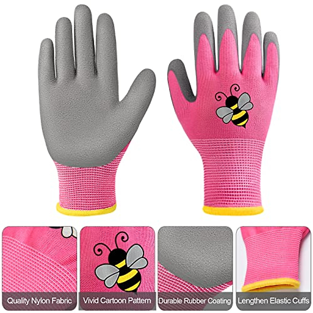 12 Pairs Kids Gardening Gloves Children Yard Work Glove Rubber Coated Garden Gloves for Girls Boys Toddlers Youth Outdoor (Large (Age 9-11))