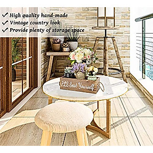 Luxspire Bathroom Decor Box, 2 Sides Farmhouse Wooden Toilet Paper Holder Tissue Storage Toilet Tank Topper Organizer, Rustic Bathroom Tray Restroom Funny Sayings, Wood Basket Box Home Decor, Brown