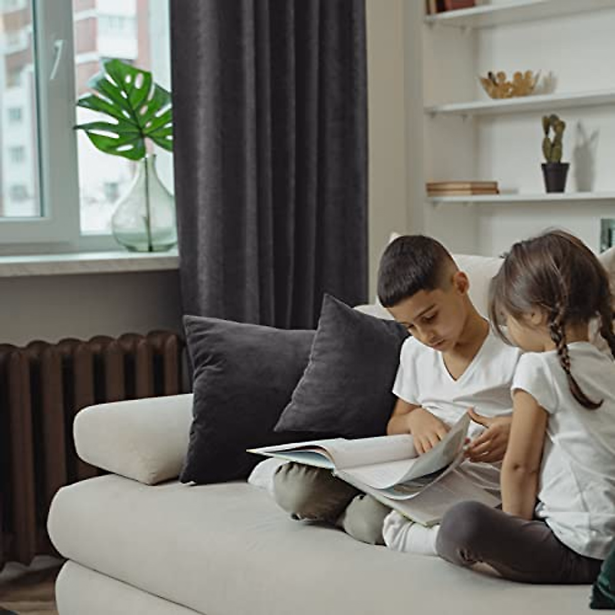 BGment Grey Velvet Blackout Curtains for Living Room, 84 inches Long Thermal Insulated Curtains Noise Reduce Back Tab and Rod Pocket Luxury Panels for Bedroom, 2 Panels, 52 x 84 Inch