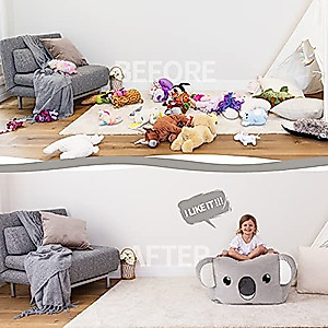 Aubliss Unicorn Stuffed Animal Storage Bean Bag Chair for Kids, Velvet Extra Soft Beanbag Chairs Cover, X-Large Stuffable Zipper Bean Bag for Organizing Plush Toys Girls Bedroom Decor, Koala